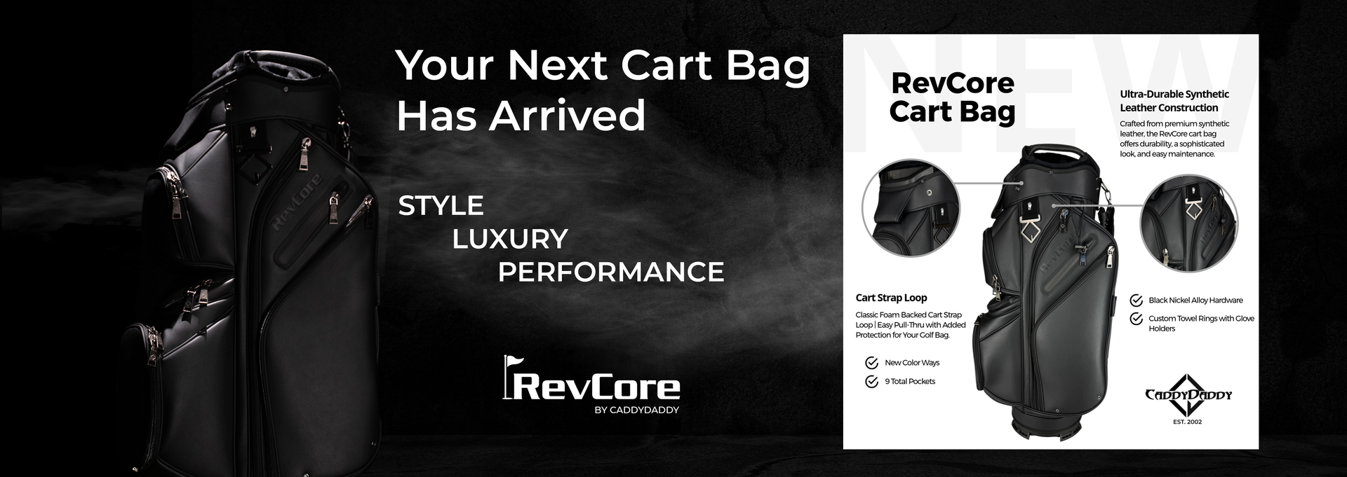 RevCore Golf Cart Bags & Golf Stand Bags by CaddyDaddy