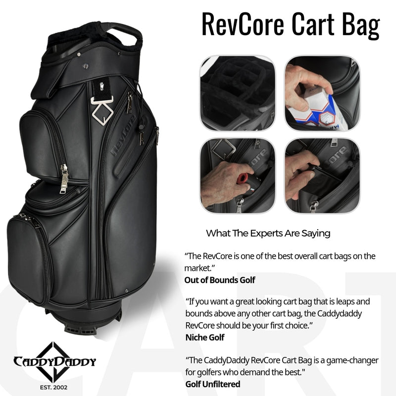 RevCore Lux Golf Cart Bag | Flat Base | 14-Way Velvet Dividers ...